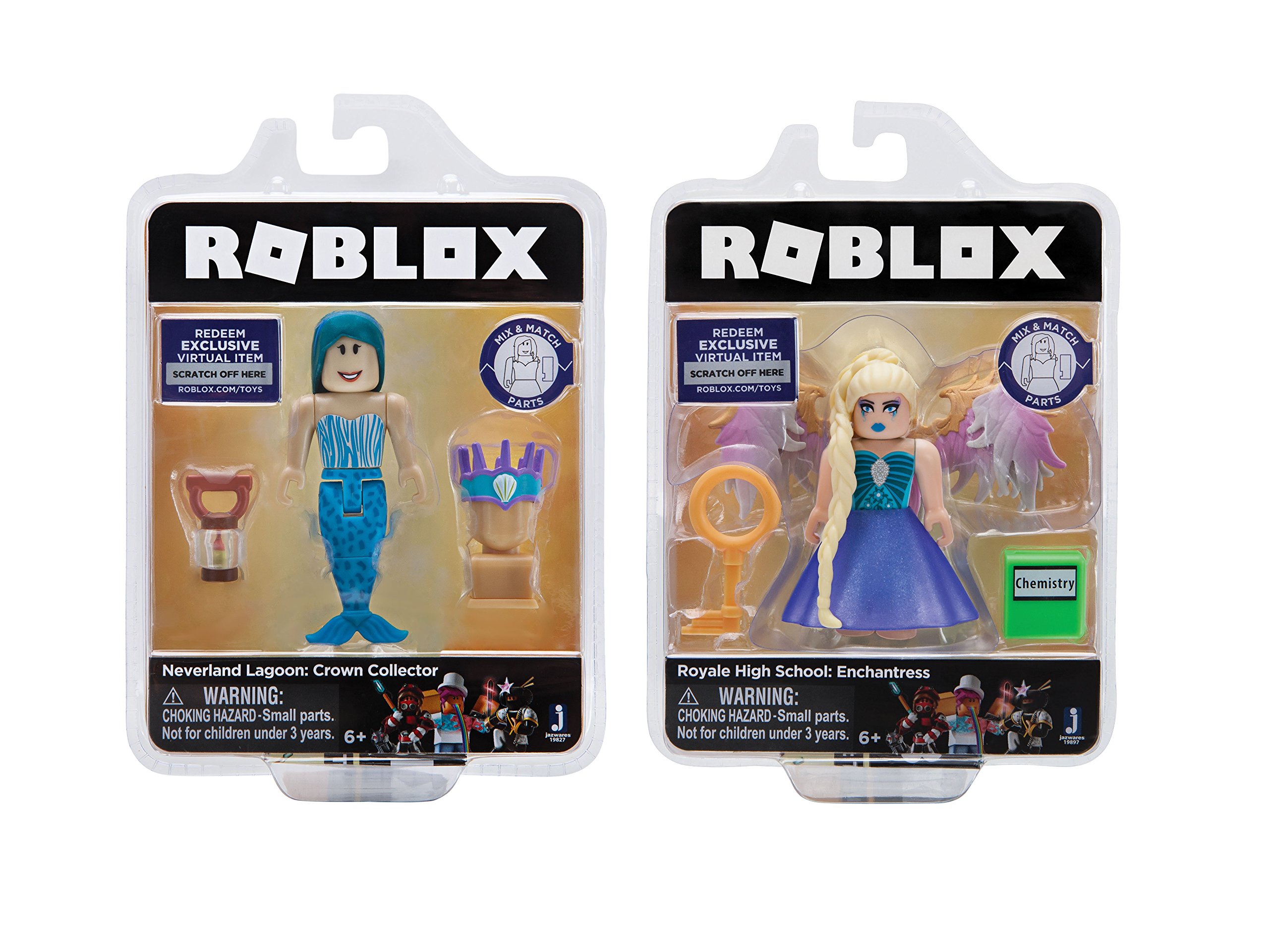 Roblox Celebrity Collection - Neverland Lagoon: Crown Collector + Royale High School: Enchantress Two Figure Bundle [Includes 2 Exclusive Virtual Items]