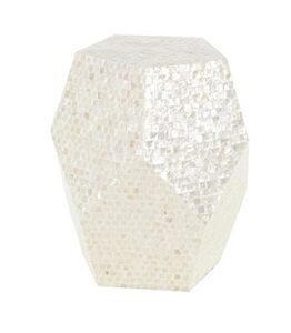 deco 79 mother of pearl shell handmade side end accent table end table, side table 16" x 16" x 19", cream