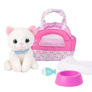 adora amazon exclusive amazing pets - soft and cuddly plush pet for amazing girls collection, doll accessory set, birthday gift for ages 6+ - luna the white kitty