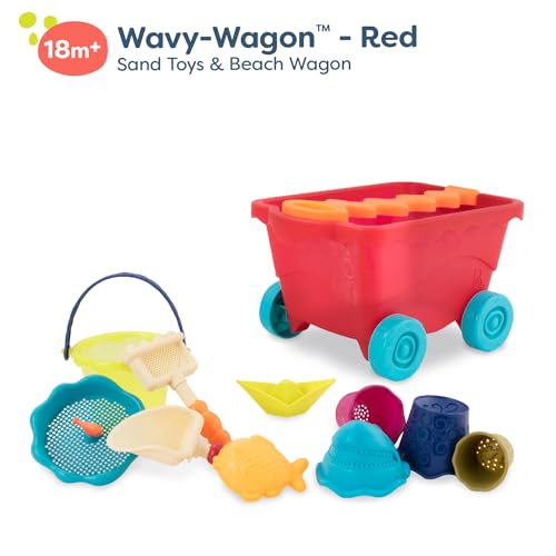 B. toys- Wavy-Wagon- Red- Water Play- Travel Beach Buggy- 11 Funky Sand Toys – Phthalates and BPA Free – 18 months +