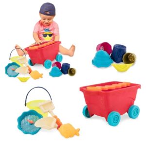 b. toys- wavy-wagon- red- water play- travel beach buggy- 11 funky sand toys – phthalates and bpa free – 18 months +