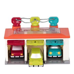 battat – car & color sorting playset – cause-and-effect toy – push & go cars – color-coded matching – 2 years + – 3-car garage