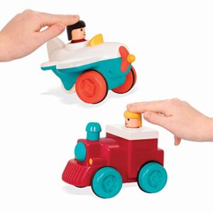 Battat – Wind-Up Vehicles – Pull-Back Cars – Toy Plane & Train Combo – Cause-And-Effect Toys – 18 Months + – Pump And Go Airplane + Pump And Go Train Engine