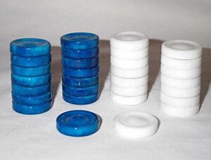 quality stone backgammon pieces, replacement backgammon chips or checkers - blue and white, 1.25 inch