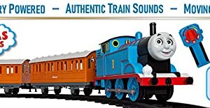 Lionel Battery-Operated Mattel Thomas & Friends Toy Train Set with Locomotive, Train Cars, Track & Remote with Authentic Train Sounds, & Moving Eyes for Kids 4+