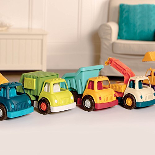 Battat- Wonder Wheels- 3-Piece Toy Truck Set – Fire Truck, Recyling Truck, Excavator Truck – Toy Emergency Vehicles- Recyclable Materials – 1 year +