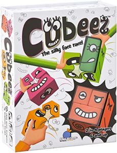 blue orange games cubeez original matching face changing expression puzzle race with wooden cubes, 1 to 4 players, ages 6+