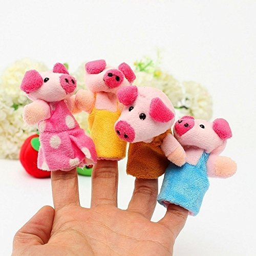 iMagitek Story Telling Time Finger Puppets, The Three Little Pigs Animal Finger Puppet Toy Educational Toys Fairy Tale Toy Plush Puppet Storytelling Doll