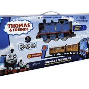 Lionel Battery-Operated Mattel Thomas & Friends Toy Train Set with Locomotive, Train Cars, Track & Remote with Authentic Train Sounds, & Moving Eyes for Kids 4+