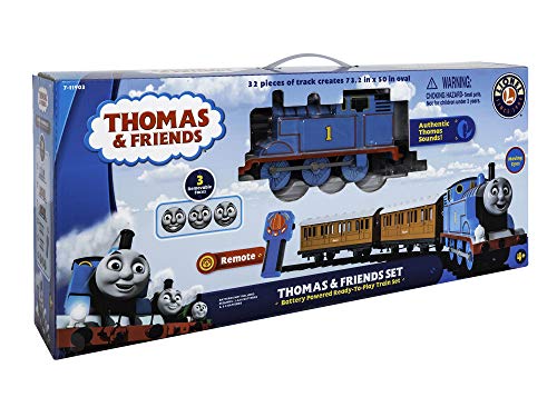 Lionel Battery-Operated Mattel Thomas & Friends Toy Train Set with Locomotive, Train Cars, Track & Remote with Authentic Train Sounds, & Moving Eyes for Kids 4+