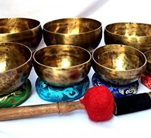 Singing bowl Chakra Set-Handmade singing bowl 7 chakra set from Nepal