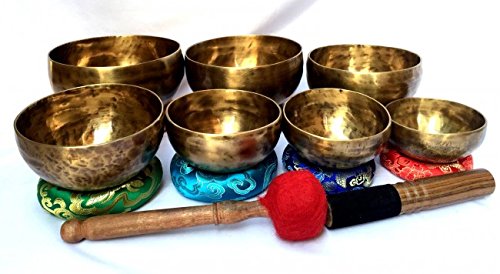 Singing bowl Chakra Set-Handmade singing bowl 7 chakra set from Nepal