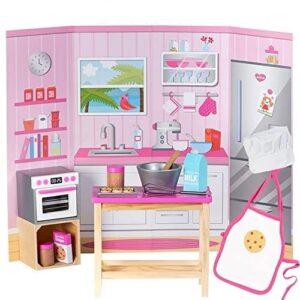 adora amazon exclusive amazing world premium quality love to bake wooden play set with 20 pieces doll accessories, perfect gift for ages 6+