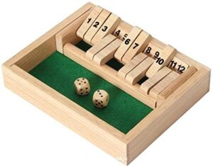 wooden 12# shut the box game - small travel set - simple funny family, party board game