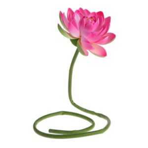 liyudl artificial flowers fake lotus water lily with rod plants simulation ornaments for garden home pond vase decor (pink)