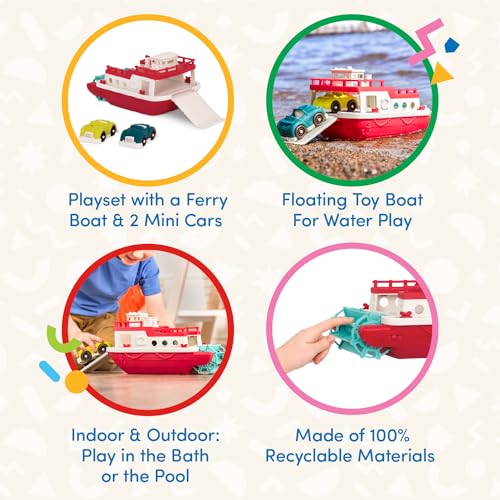 Battat- Wonder Wheels- Pool And Bath Toys For Babies, Toddlers – Floating Toy Boat For Water Play – Recyclable Materials- Ferry Boat – 1 year +