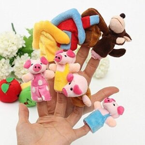 iMagitek Story Telling Time Finger Puppets, The Three Little Pigs Animal Finger Puppet Toy Educational Toys Fairy Tale Toy Plush Puppet Storytelling Doll