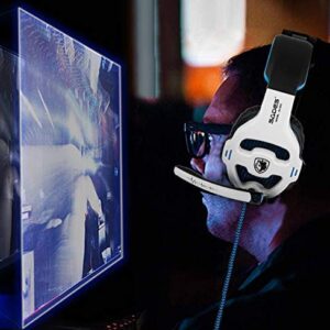 SADES SA810 Gaming Headset Stereo Surround Sound Headphones Volume Control Bass Gaming Headphones with Noise Isolating Microphone for Xbox One PS4 PC Laptop Mac(White and Blue)