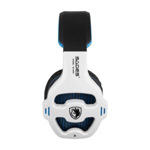 SADES SA810 Gaming Headset Stereo Surround Sound Headphones Volume Control Bass Gaming Headphones with Noise Isolating Microphone for Xbox One PS4 PC Laptop Mac(White and Blue)