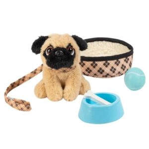 adora amazon exclusive amazing pets - soft and cuddly plush pet for amazing girls collection, doll accessory set, birthday gift for ages 6+ - preston the brown pug