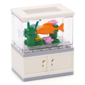 fish tank building kit, junior ideas building sets for child, toy fish tank building blocks model, creatvie moc for boys & girls 6 7 8 9 10 11 12 years old (small fish tanks)