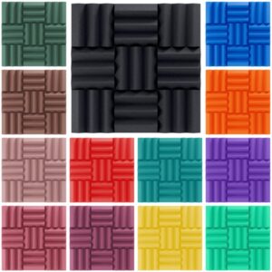 bass absorbing wedge style panels - soundproofing acoustic studio foam - 12"x12"x4" tiles - 2 pack - diy (burgundy)