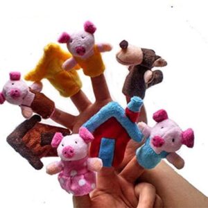 iMagitek Story Telling Time Finger Puppets, The Three Little Pigs Animal Finger Puppet Toy Educational Toys Fairy Tale Toy Plush Puppet Storytelling Doll