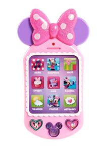 minnie bow-tique why hello pretend play cell phone, lights and sounds, kids toys for ages 3 up by just play