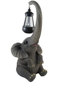 dwk "lucy solar baby elephant lantern | front porch decorations for the home | african patio and garden sculptures | yard art | statues and figurines - 17"…