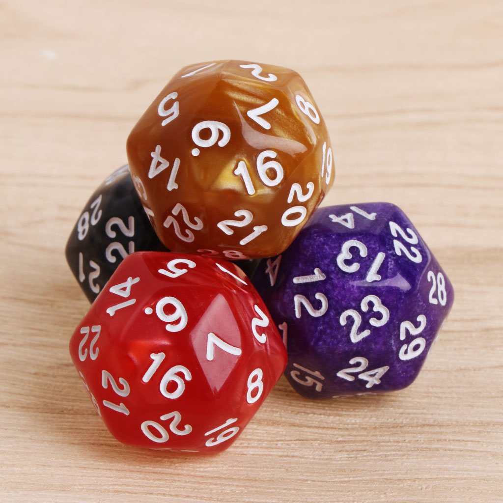 OTGO 6pcs/Set 32mm 30 Sides Acrylic Polyhedral Dice Set