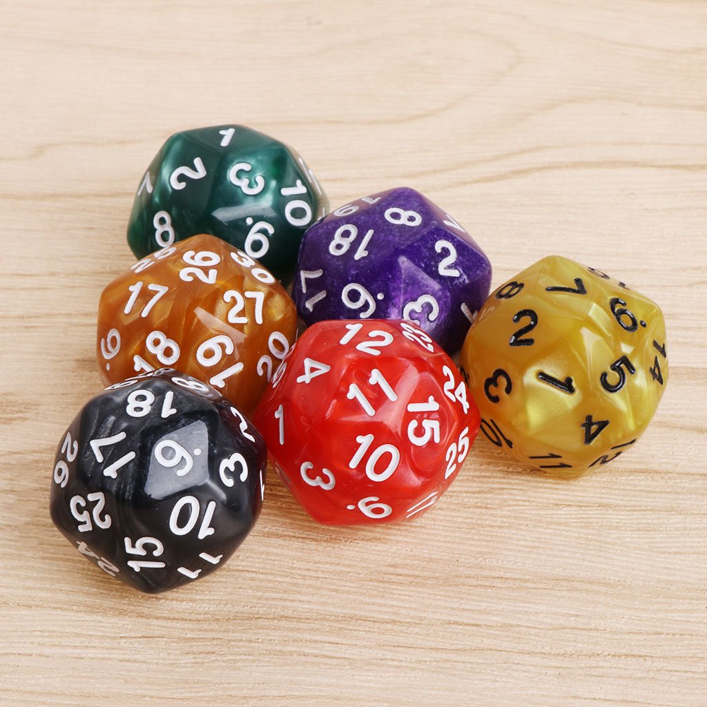 OTGO 6pcs/Set 32mm 30 Sides Acrylic Polyhedral Dice Set