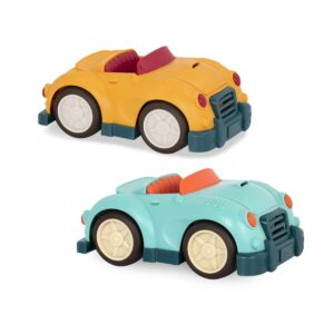 battat- wonder wheels- set of 2 toys cars for kids – toy roadsters with movable parts – pretend play- recyclable materials- roadsters- 1 year +