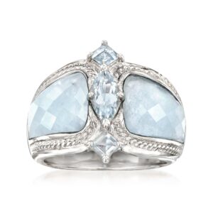 ross-simons 5.85 ct. t.w. aquamarine ring in sterling silver. size 9