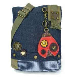 chala patch crossbody bag, ladybug, denim