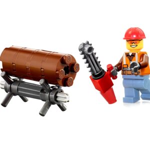 LEGO City MiniFigure - Forester Lumberjack Tree Trimmer (with Chainsaw and Tree Log)