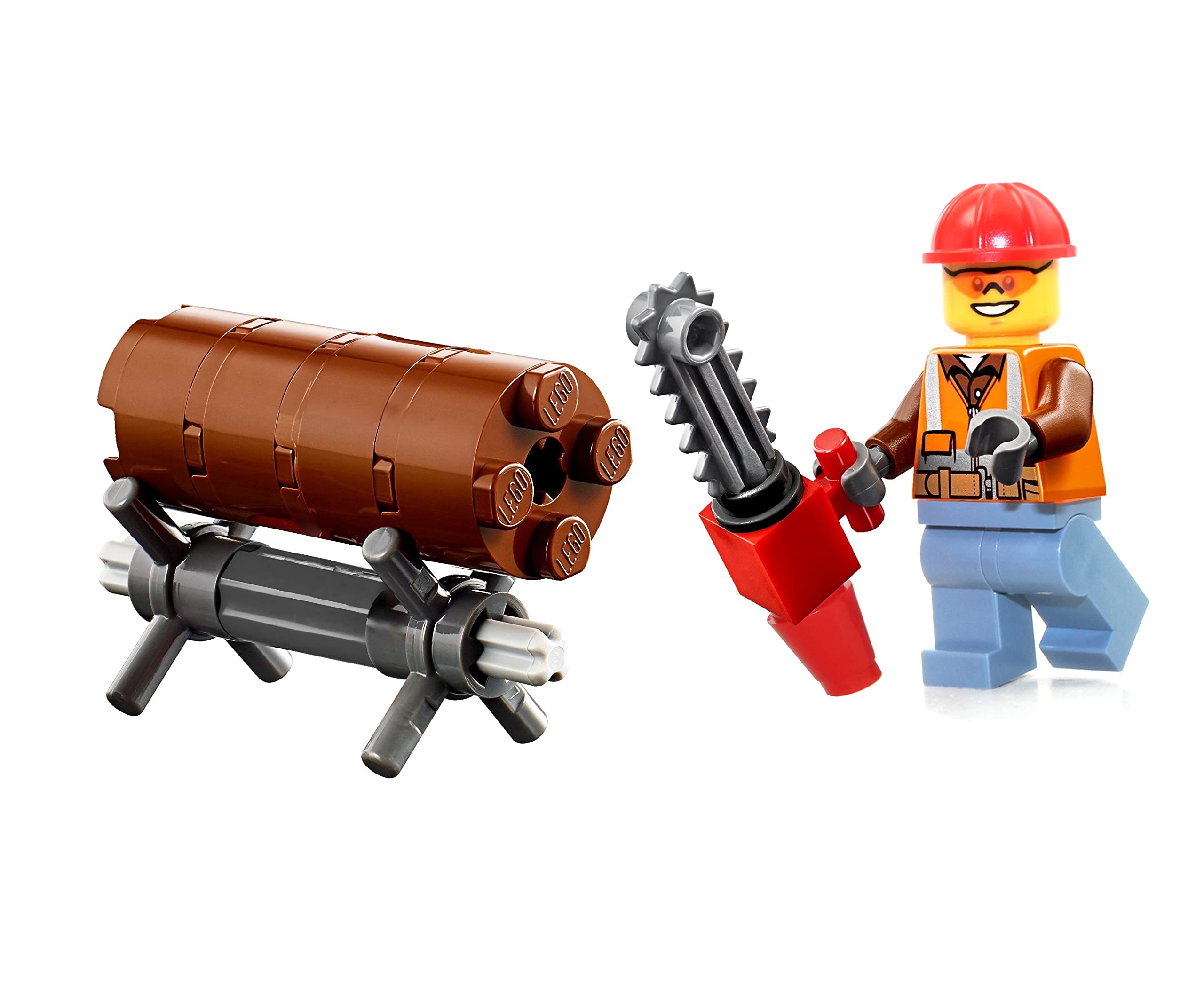 LEGO City MiniFigure - Forester Lumberjack Tree Trimmer (with Chainsaw and Tree Log)