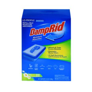 damprid loprofile refillable moisture absorber, 10.5 oz with fresh scent fragrance slim for small spaces like vehicles, shelves or under beds remove excess moisture and create fresher, cleaner air