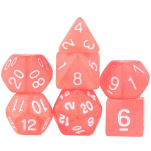 wiz dice forge embers set of 7 polyhedral dice, semi-translucent matte finish hunter orange tabletop rpg dice with clear display box