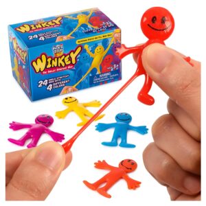 stretchy happy man toy party favors - sensory gel toy set of 24 for kids, stress relief fidget toys for autism, adhd - stretchy toys and small prizes and stocking stuffers