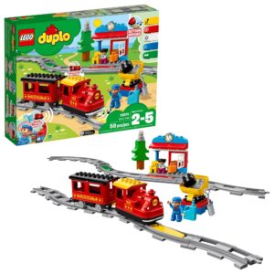 lego duplo town steam train set - battery powered remote control train toys for toddlers - learning toy for boys, girls, and kids 2-5 - gifts for birthdays & holidays - 10874