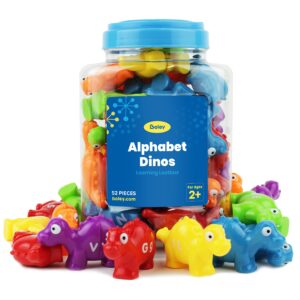 boley educational alphabet dinosaur toys for toddlers - 52 piece abc dinos playset for early learning, fine motor skills - colorful preschool letter puzzles for kids ages 2 and up