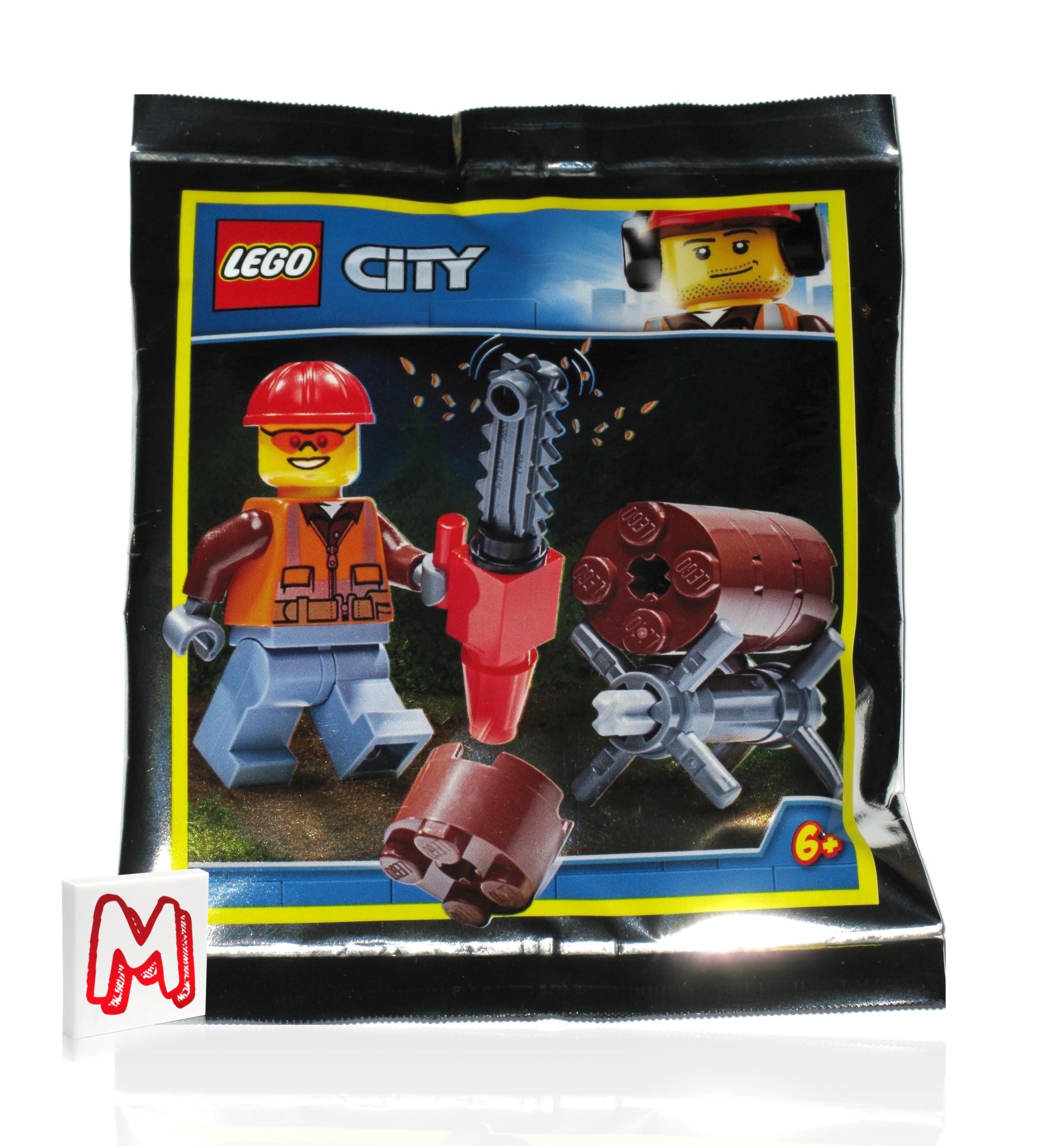 LEGO City MiniFigure - Forester Lumberjack Tree Trimmer (with Chainsaw and Tree Log)