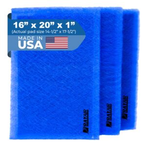 rayair supply 16x20 replacement filter pads compatible with pureairx air cleaner 16x20 refills (3 pack) blue