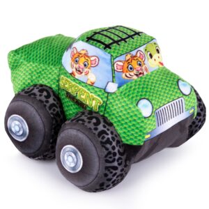 artcreativity plush monster truck safari design - 8 inch big stuffed monster truck - cool animal-themed design - soft and cuddly toys for little boys, girls, baby, toddlers - great gift idea