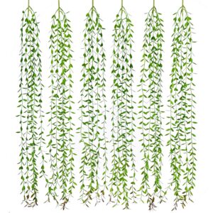 lvydec 6pcs artificial vines fake greenery garland willow leaves with total 30 stems hanging for wedding party home garden wall decoration