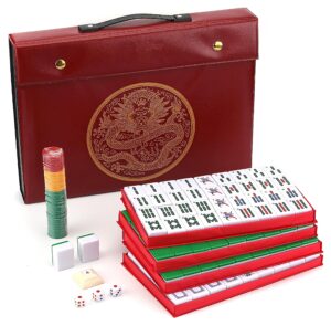 mose cafolo chinese mahjong set x-large 146 numbered melamine 1.5" large size tile with carrying travel case, english manual, pro complete mahjongg game set (majiang, mah jongg)