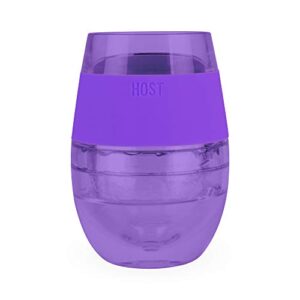 host cooling cup set of 1 plastic double wall insulated freezable drink chilling tumbler with freezing gel, wine glasses for red and white wine, 8.5 oz, translucent purple