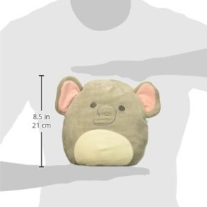 SQUISHMALLOW 8-inch Emma the Baby Elephant with Rattle Children's Plush Toy Pillow, Gray, 8-inch