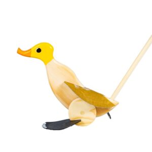 Wooden Push Toy Duck (Yellow) - 18 Months to 3 Years Old - Walking Toddler Toys Preschool Learning Activities Walking Baby Toys Learning Toys for Toddlers Develops Motor Skills