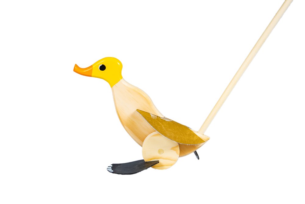 Wooden Push Toy Duck (Yellow) - 18 Months to 3 Years Old - Walking Toddler Toys Preschool Learning Activities Walking Baby Toys Learning Toys for Toddlers Develops Motor Skills